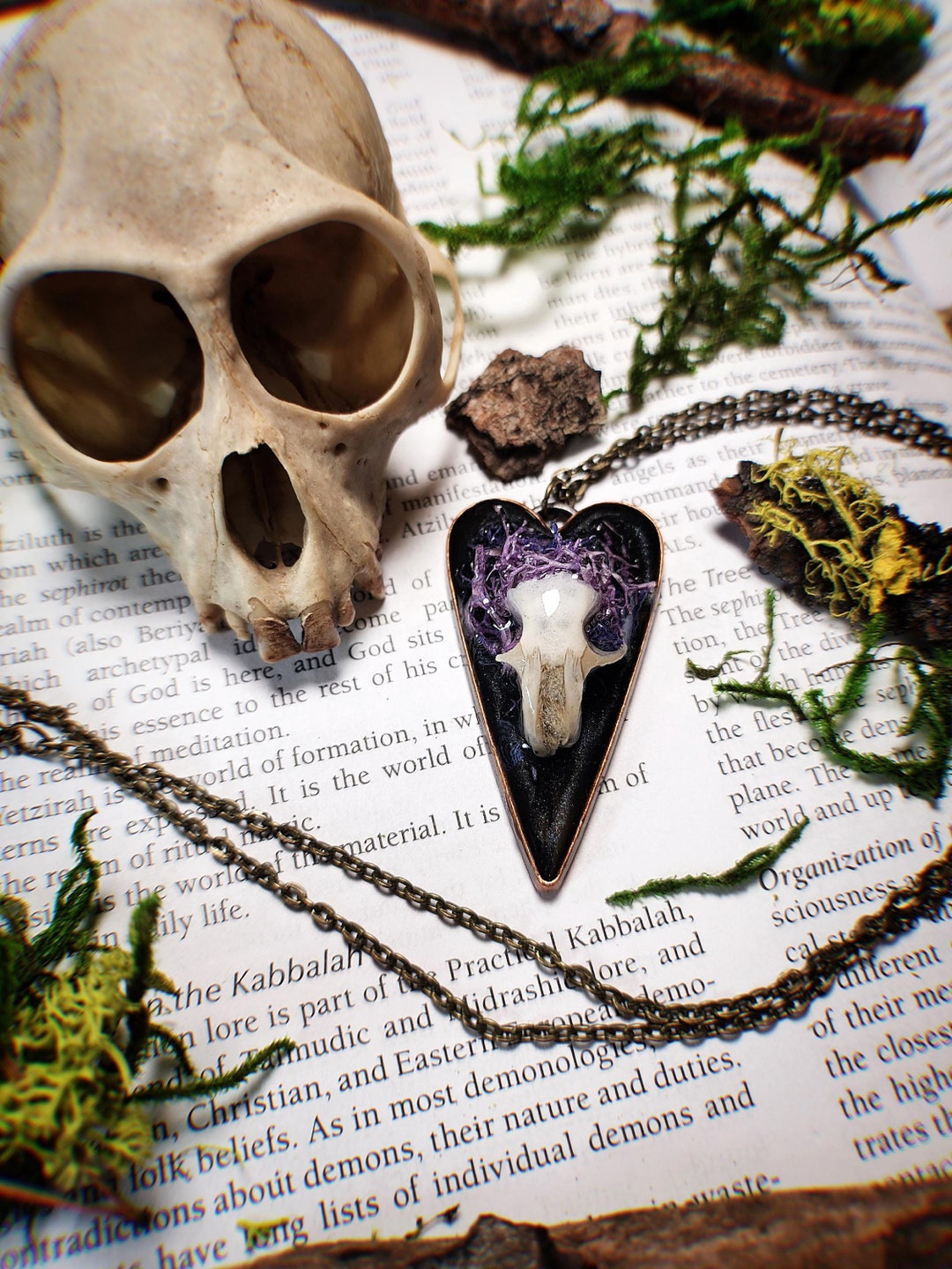 Swamp Witch - Purple Moss Rodent Skull Pendant Coated in Resin ...