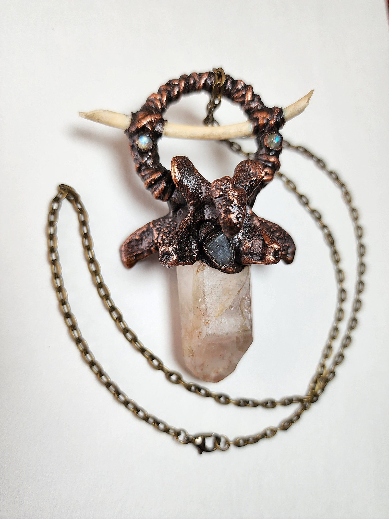 Bone Weaver - Real Bone Talisman With Quartz, Labrodorite, & Moonstone ...
