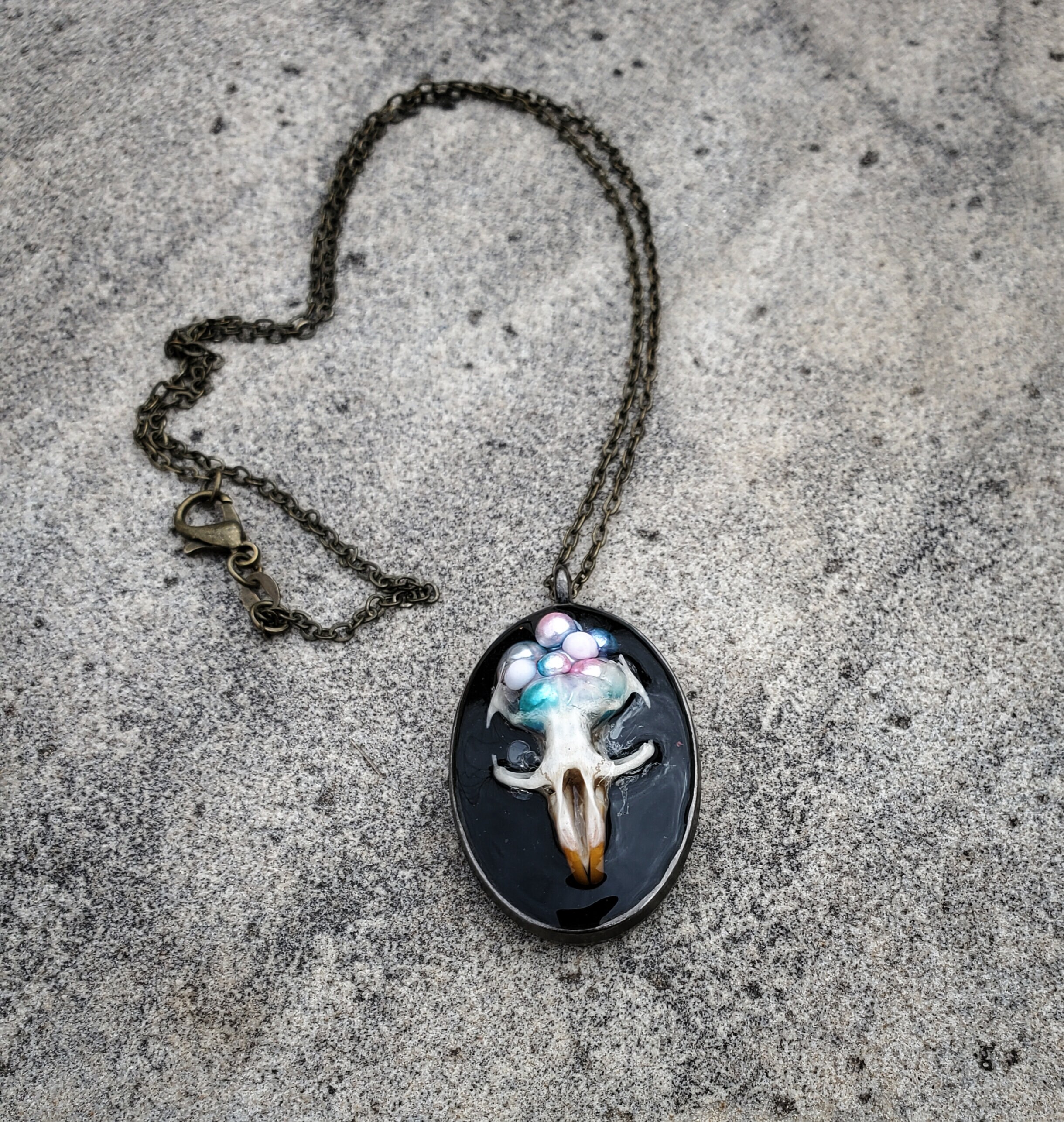 Athena - Pastel Goth Skull Necklace - Etsy