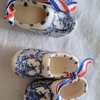 Crocheted Clogs Holland Handmade Dutch Shoes Lady Dancing Decor ...