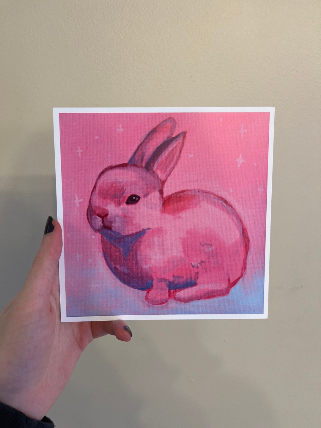 Pastel Bunny 6”x6” Fine Art Print / Cute Pink Animal Wall Art - Etsy