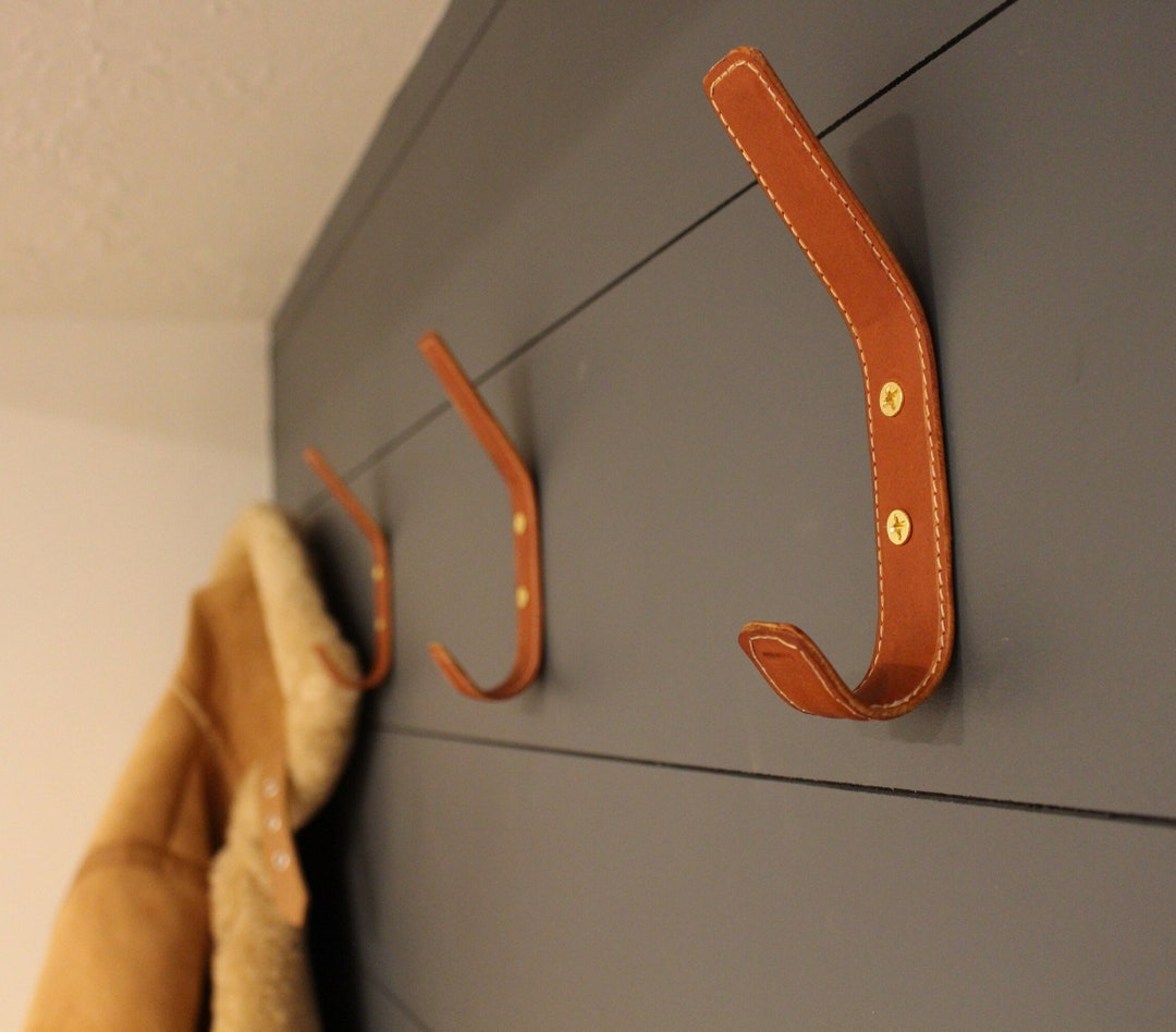 Modern Leather Wrapped Coat Hook, Coat Hanger, Hat Hook. 4 Colors ...