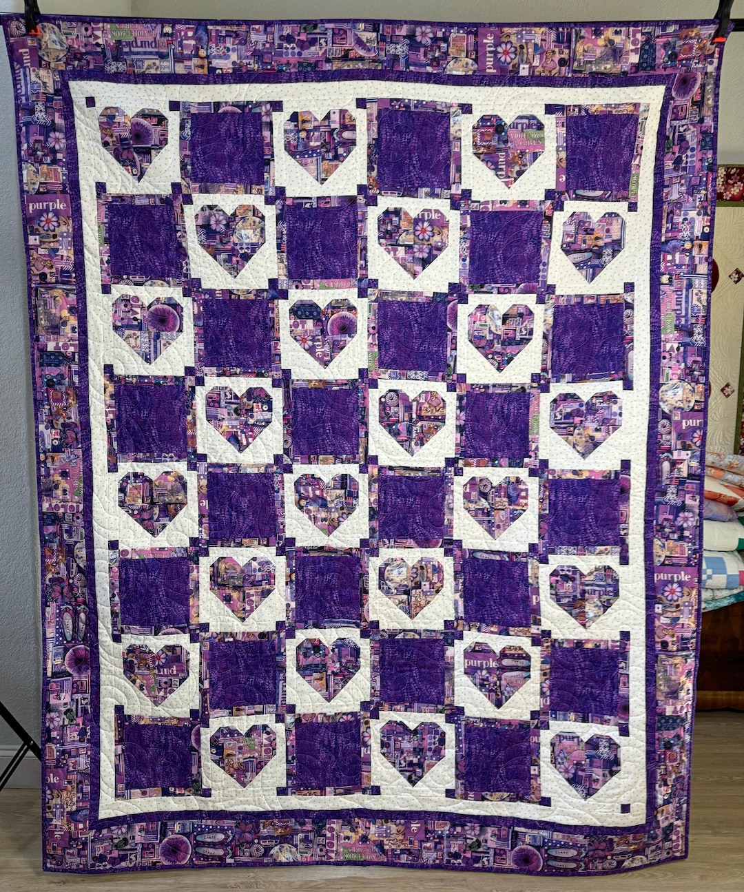 Modern Purple Heart Quilt - Etsy