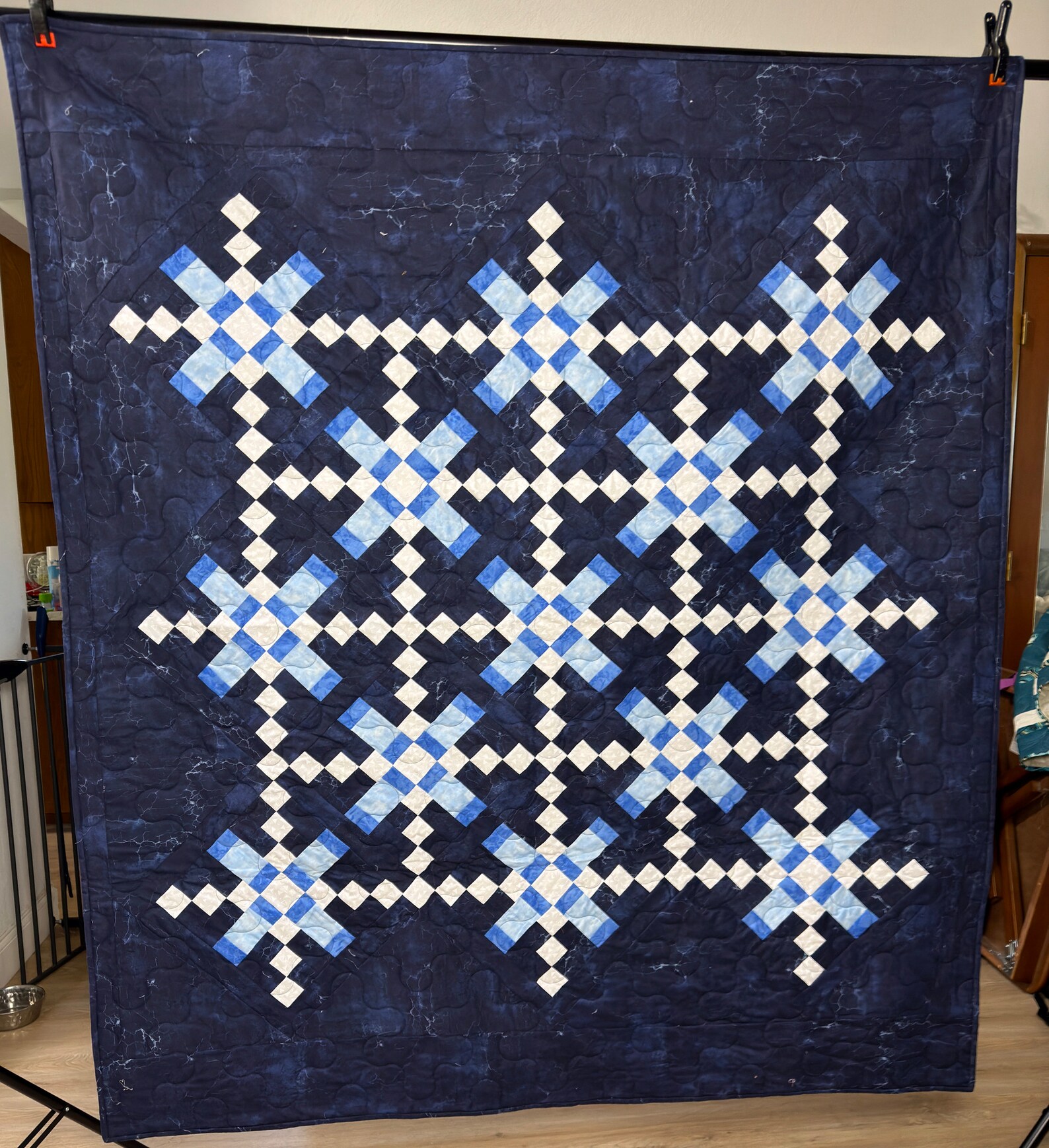 Delft Blue Modern Quilt - Etsy