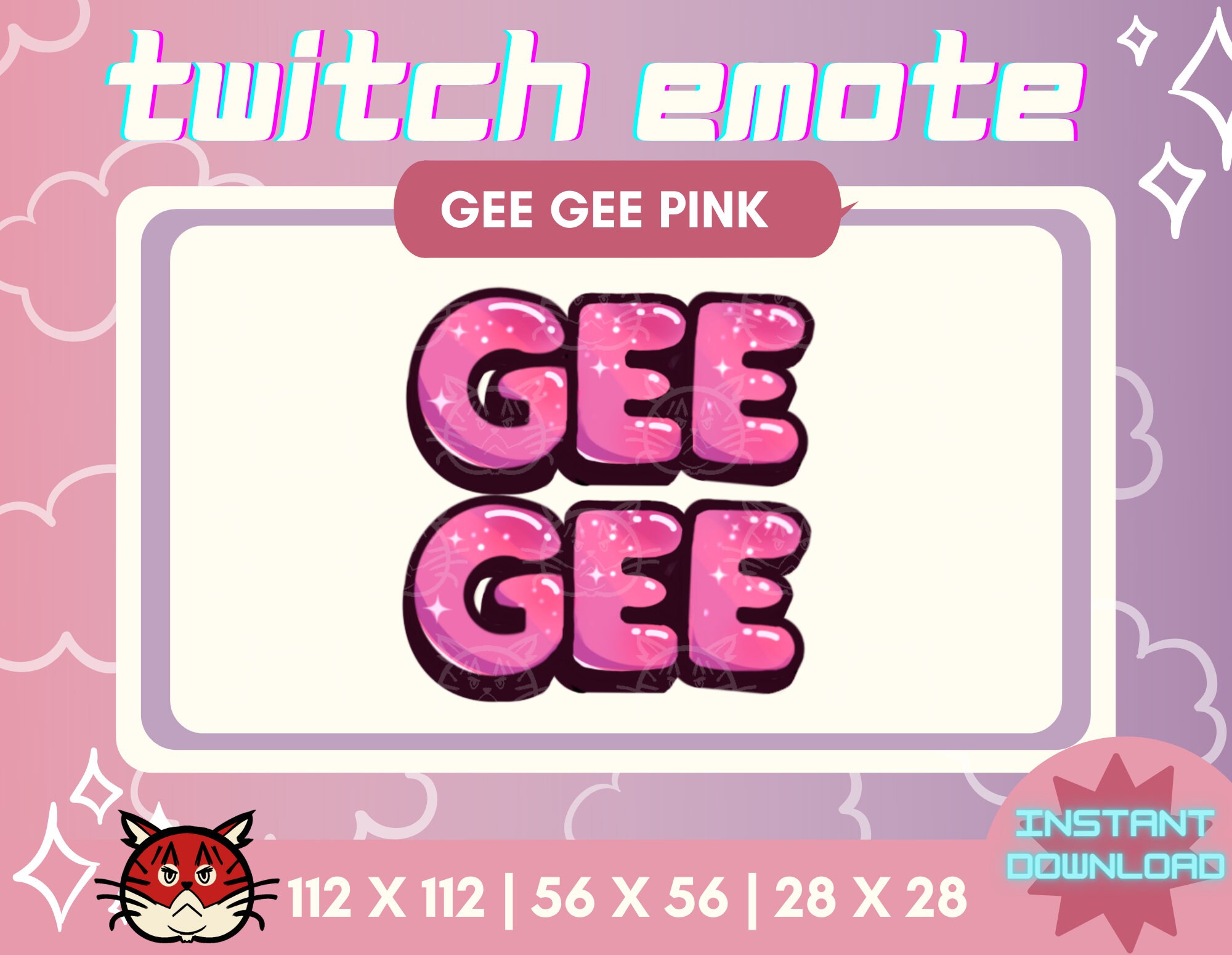 X1 GG Pink Sparkle Twitch Emote | Youtube | Cute Emotes | Twitch Assets ...