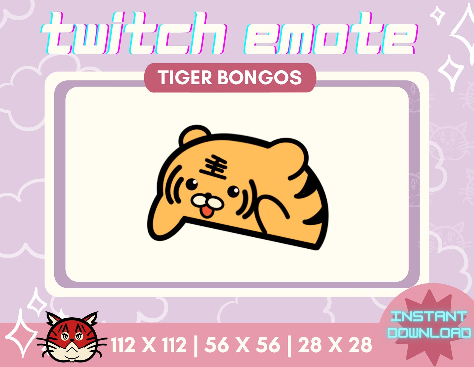 X1 Animated Twitch Tiger Emote | Tiger Emotes | Youtube | Cute Emotes ...
