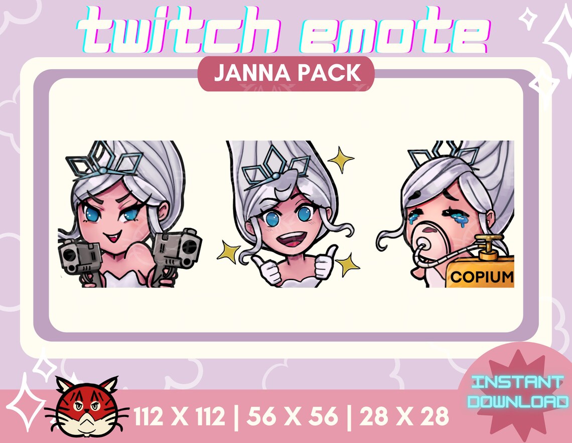 Janna Emote Pack X3 League of Legends Emote Youtube/discord Emote Cute ...