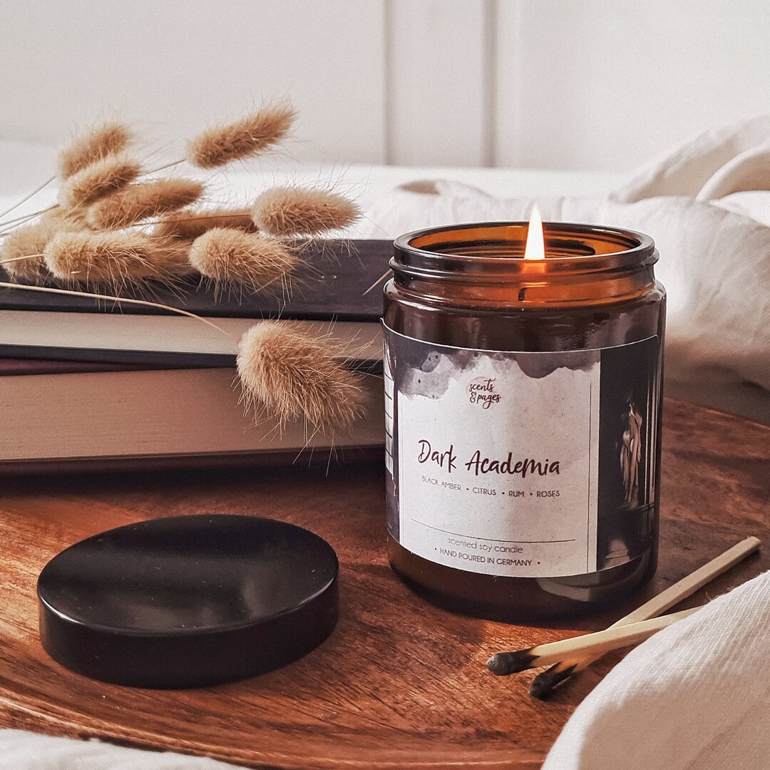 Dark Academia Candle, Citrus, Rum & Roses Scent, Bookish Decor, Gift ...