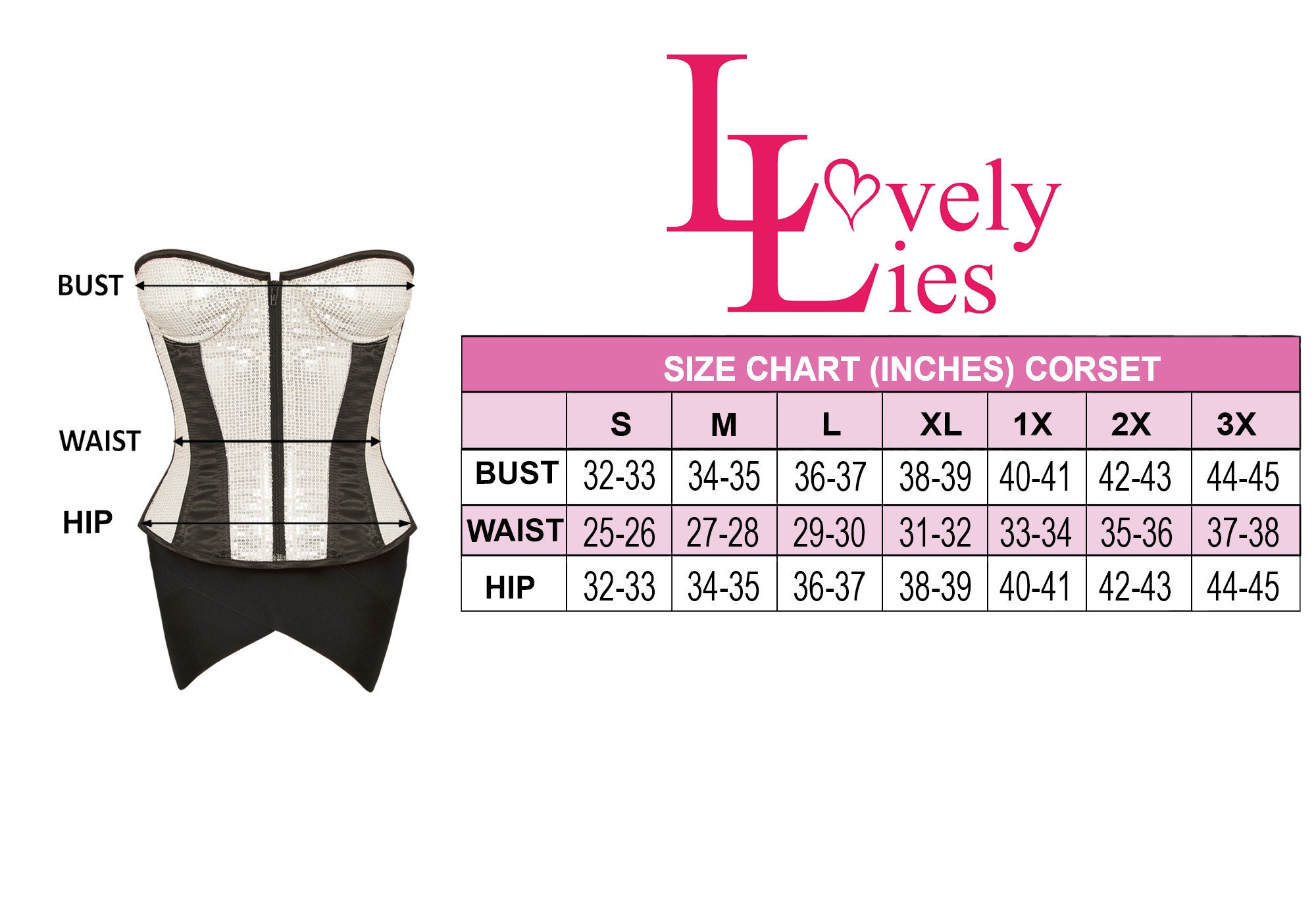 Sexy White and Black Sequin Wire Boned Corset Zip Front Lace up Back ...