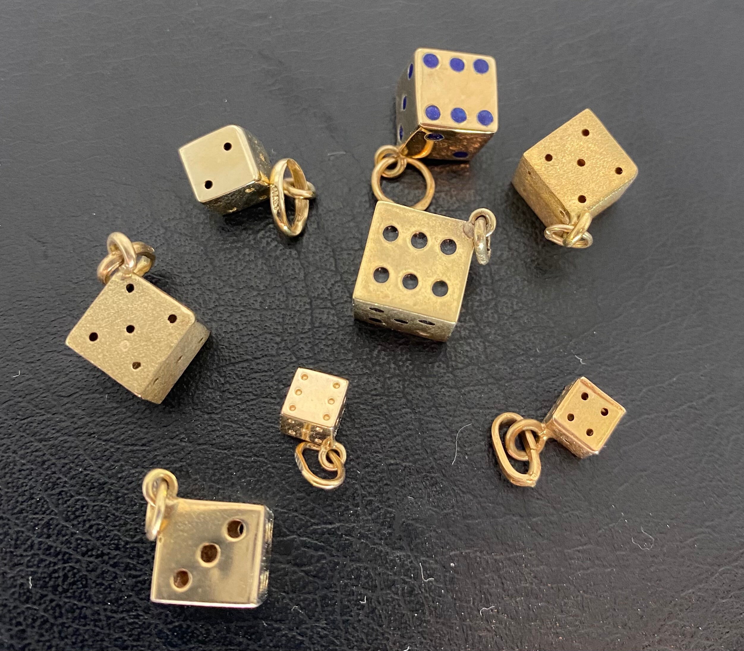 14k Yellow Gold Dice Shaped Pendent or Charm With Holes - Etsy