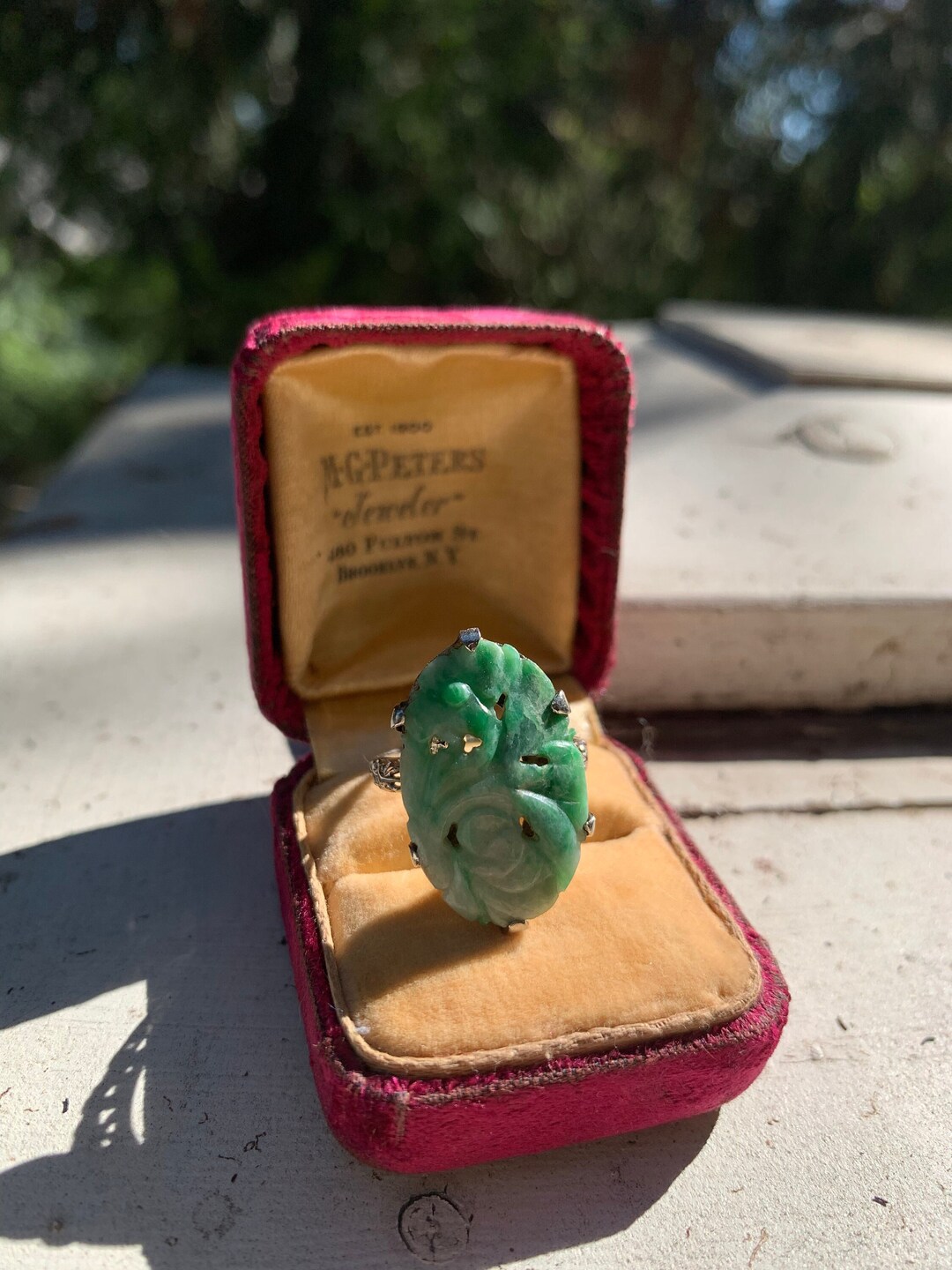 Art Deco Carved Jade Ring - Etsy
