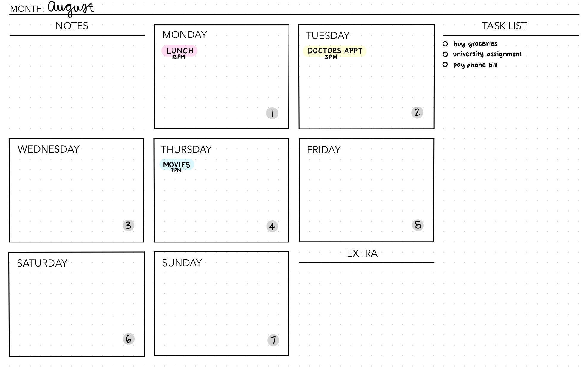 Digital Bujo Weekly Spread 1 - Etsy