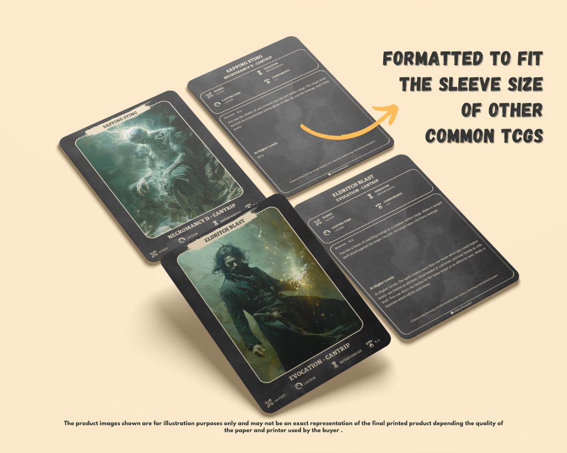 Dnd Spell Cards Cantrips Bundle Dungeons and Dragons 5e D&d Spellbook ...