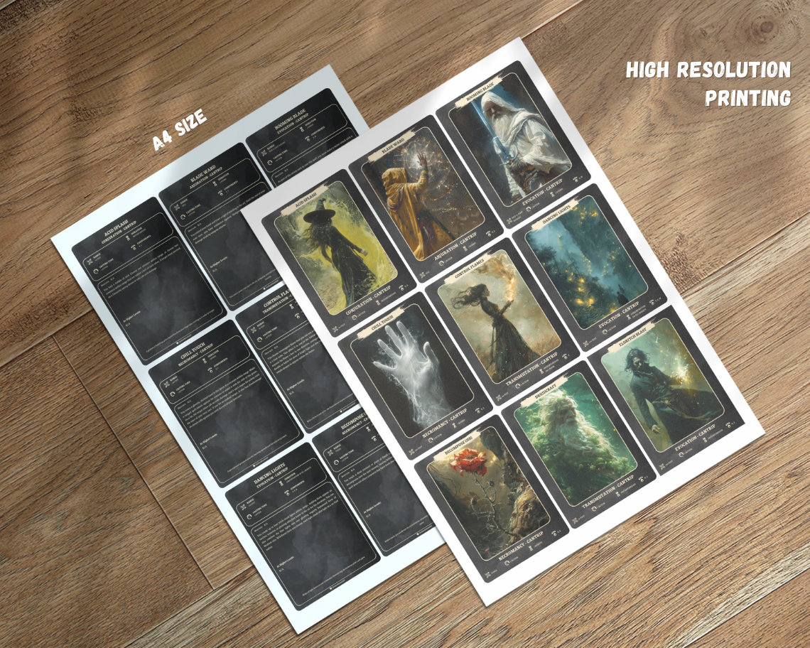 Dnd Spell Cards Cantrips Bundle Dungeons and Dragons 5e D&d Spellbook ...