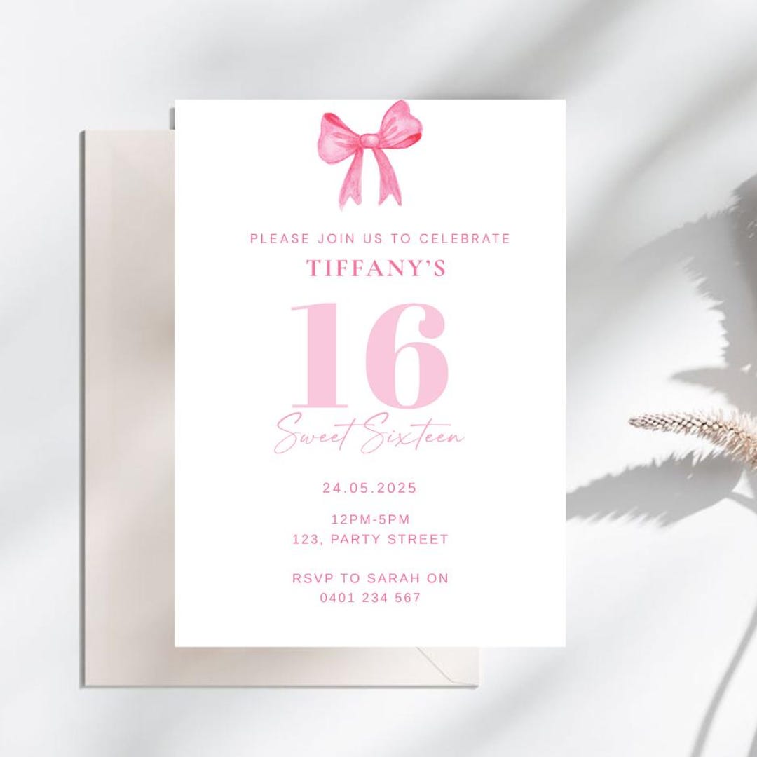 Editable Sweet Sixteen 16th Invitation | Party Invitation | Minimal ...