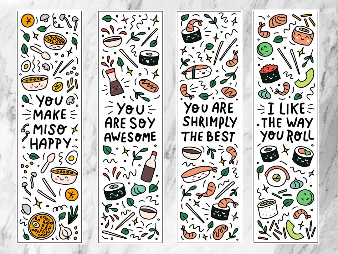 Digital Sushi Kawaii Bookmark | Print Your Own | Instant Download - Etsy