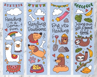 Digital Bookmark Animal Bookmarks Print Your Own Instant Download - Etsy