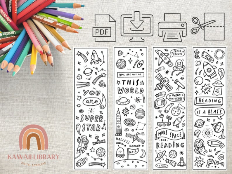 Printable Space Bookmarks – Coloring Bookmarks for Kids & Teachers ...