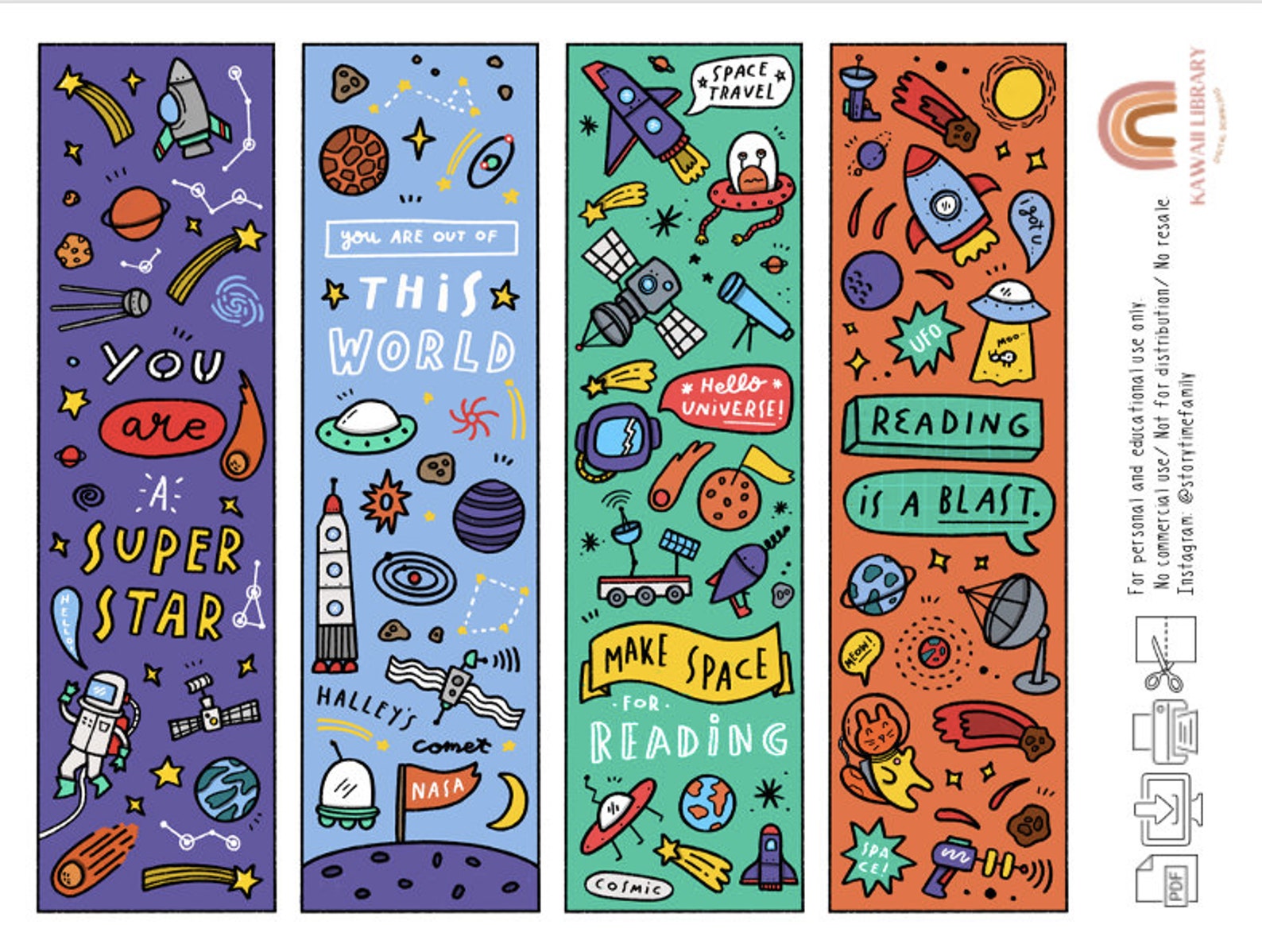 Printable Space Bookmarks | Space Theme | DIY Digital Download | Print ...