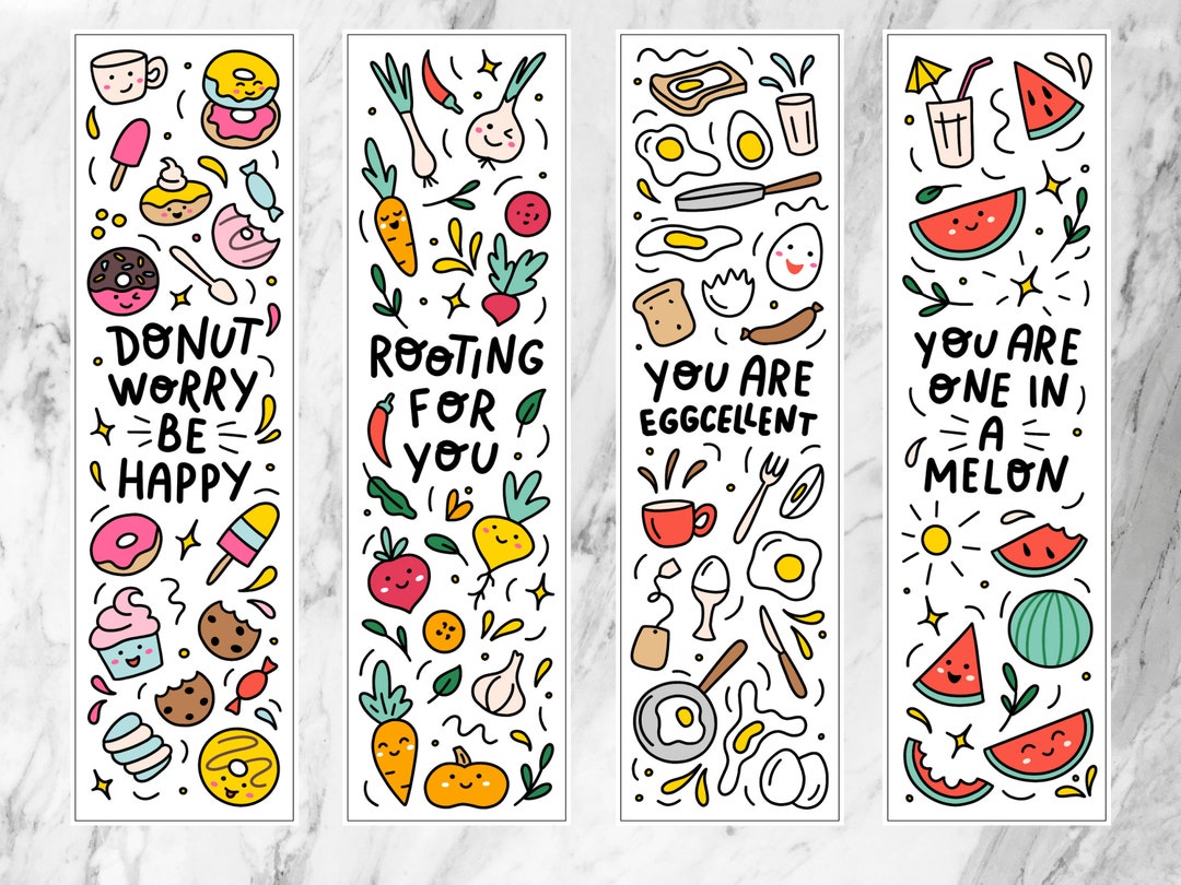 Printable Food Encouragement Bookmarks | Digital Download | DIY Color ...