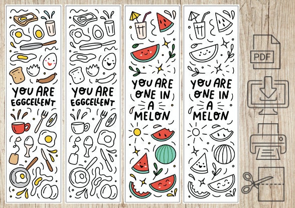 Printable Food Encouragement Bookmarks | Digital Download | DIY Color ...