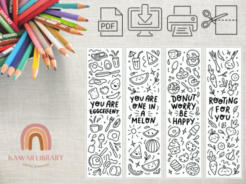 Printable Food Encouragement Bookmarks | Digital Download | DIY Color ...