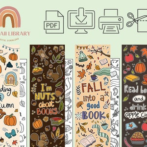 Printable Fall Bookmarks | Autumn Theme | DIY Digital Download - Etsy ...