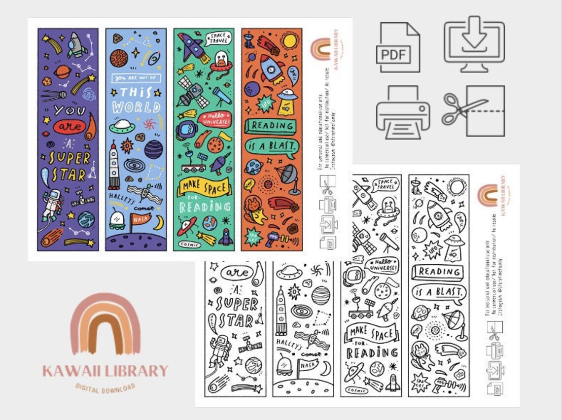 Printable Space Bookmarks – Coloring Bookmarks for Kids & Teachers ...