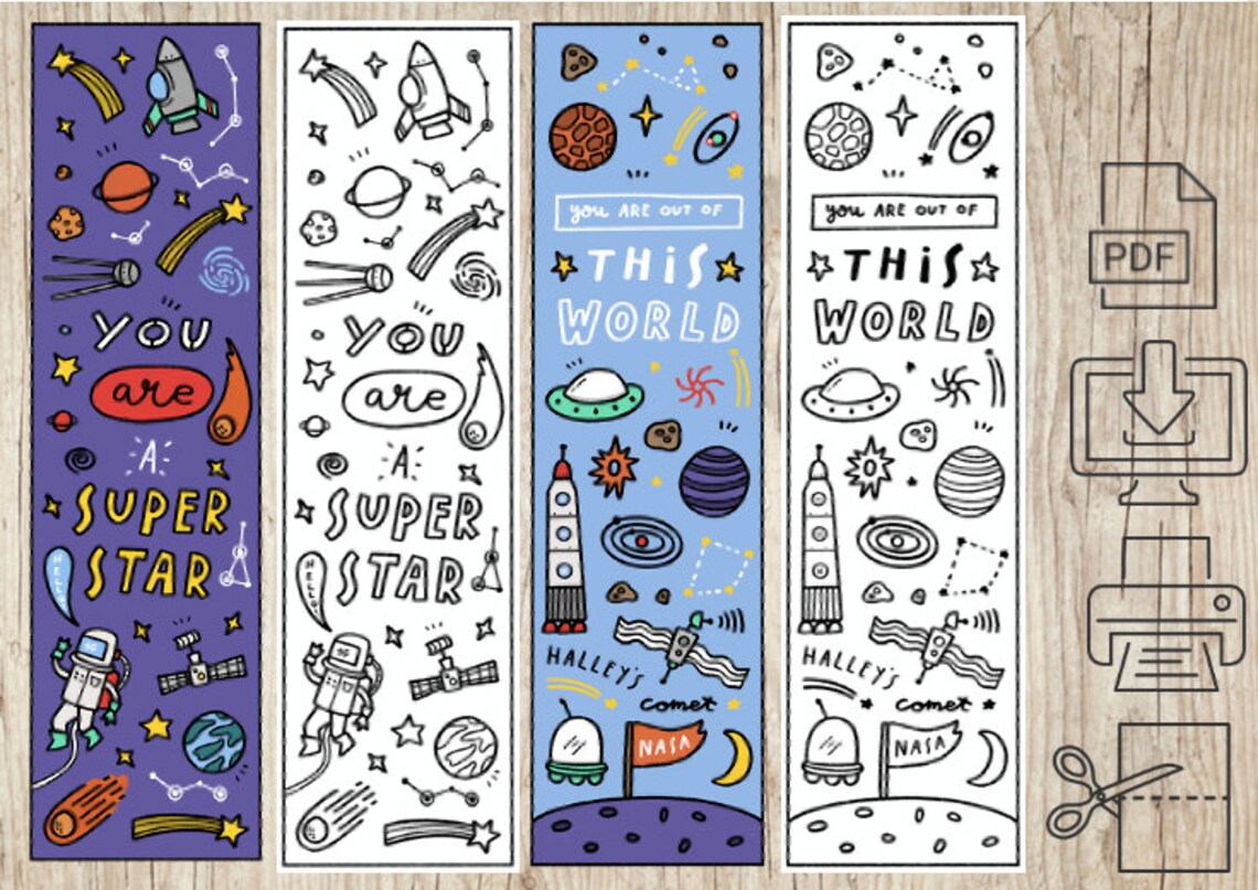 Printable Space Bookmarks | Space Theme | DIY Digital Download | Print ...