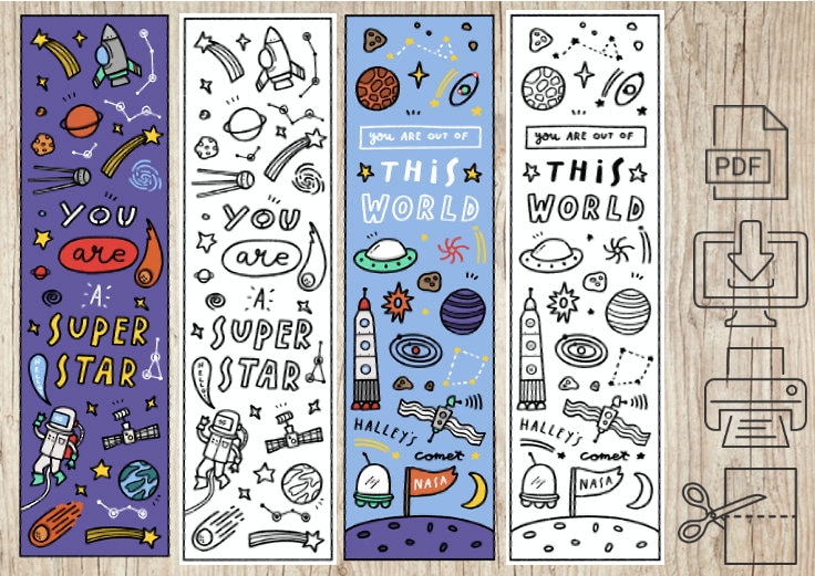 Printable Space Bookmarks | Space Theme | DIY Digital Download | Print ...