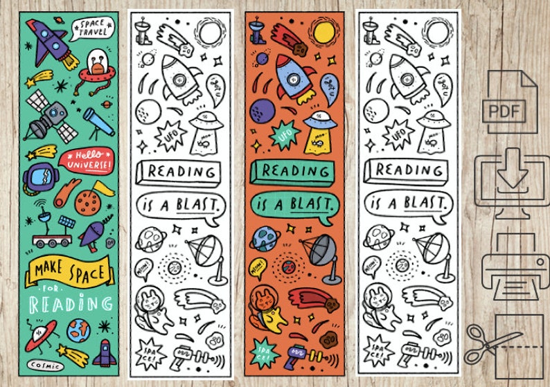 Printable Space Bookmarks | Space Theme | DIY Digital Download | Print ...