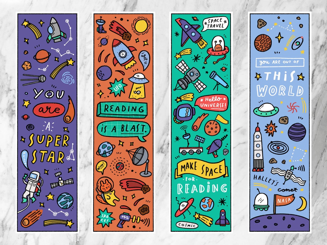 Digital Bookmark Space Bookmarks Print Your Own Instant - Etsy