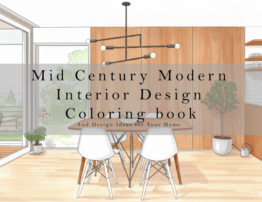 Mid Century Modern Interior Design Coloring Book and Design Ideas for ...