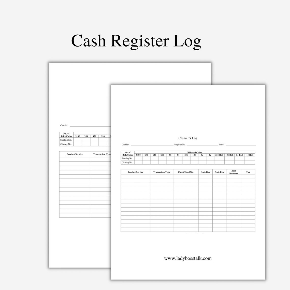 Cashier Register Log Cash Log Business Cash Log Cash - Etsy