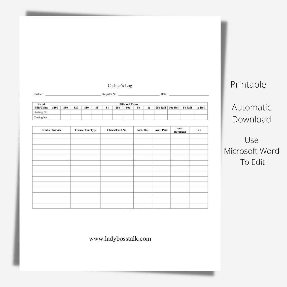 Cashier Register Log at Lachlan Ricardo blog