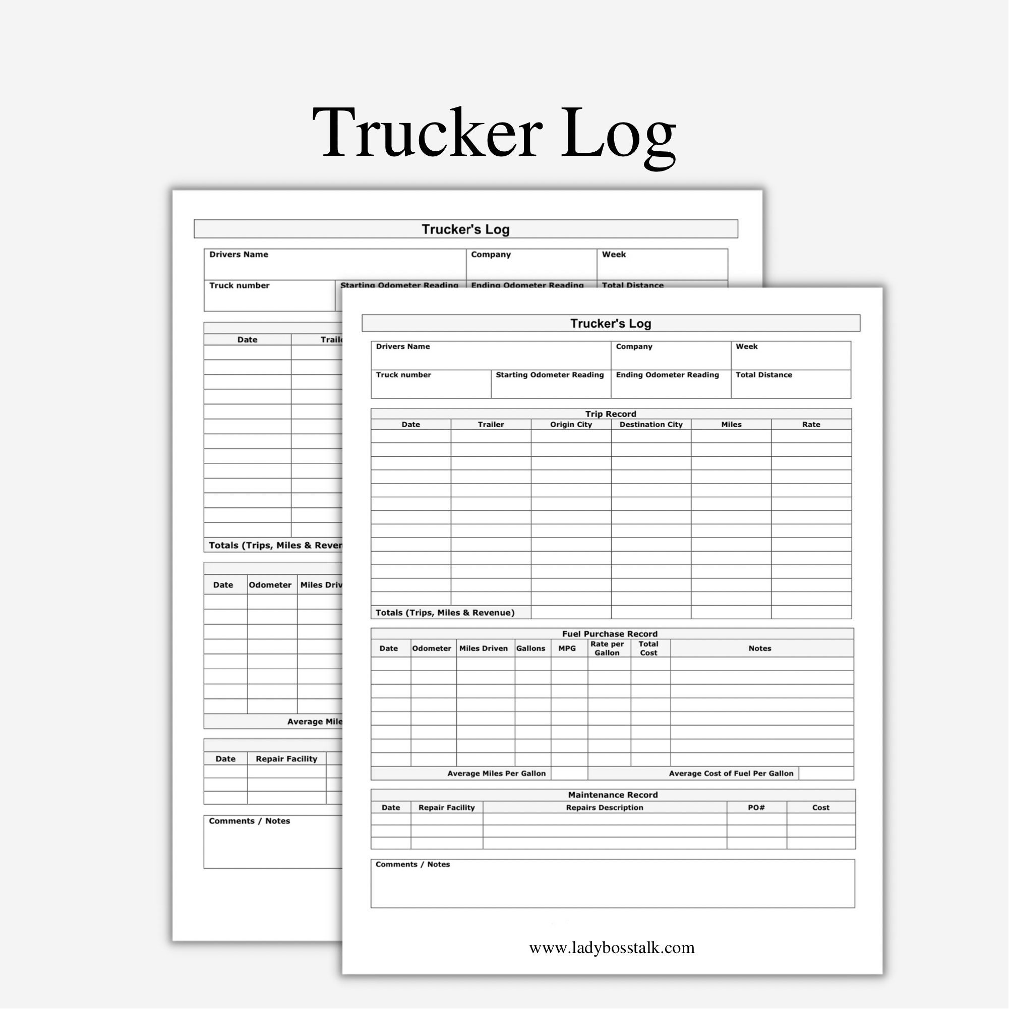 Trucker Log Logs for Truckers Trucking Logs Truck Logs - Etsy