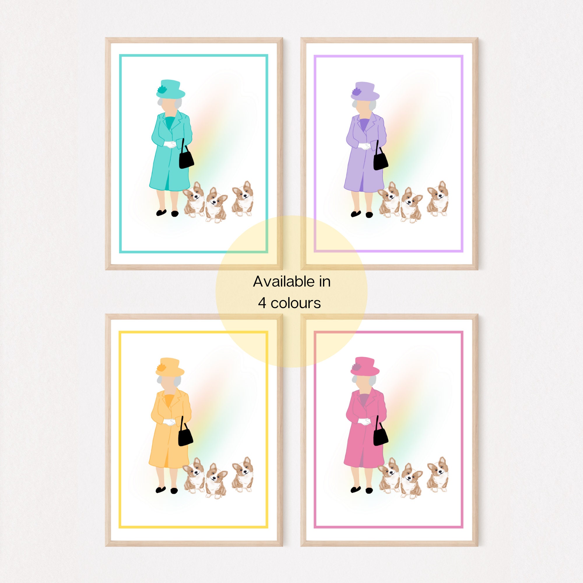 Queen Elizabeth Print, Queen Elizabeth PNG, Corgi Print, Queen ...