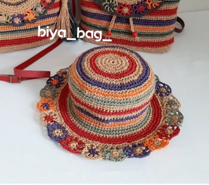 Bohemian Design Hat, Summer Hat, Straw Hat, Handmade Gift, Vintage Hat ...