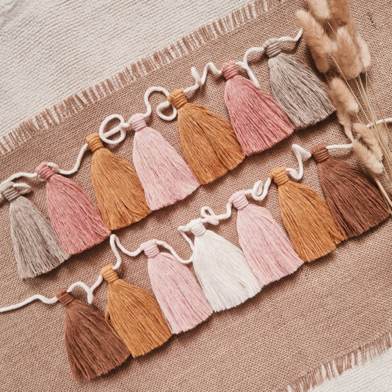 Makramee Wimpelkette Makramee Quasten Tasseln Bommeln - Etsy.de