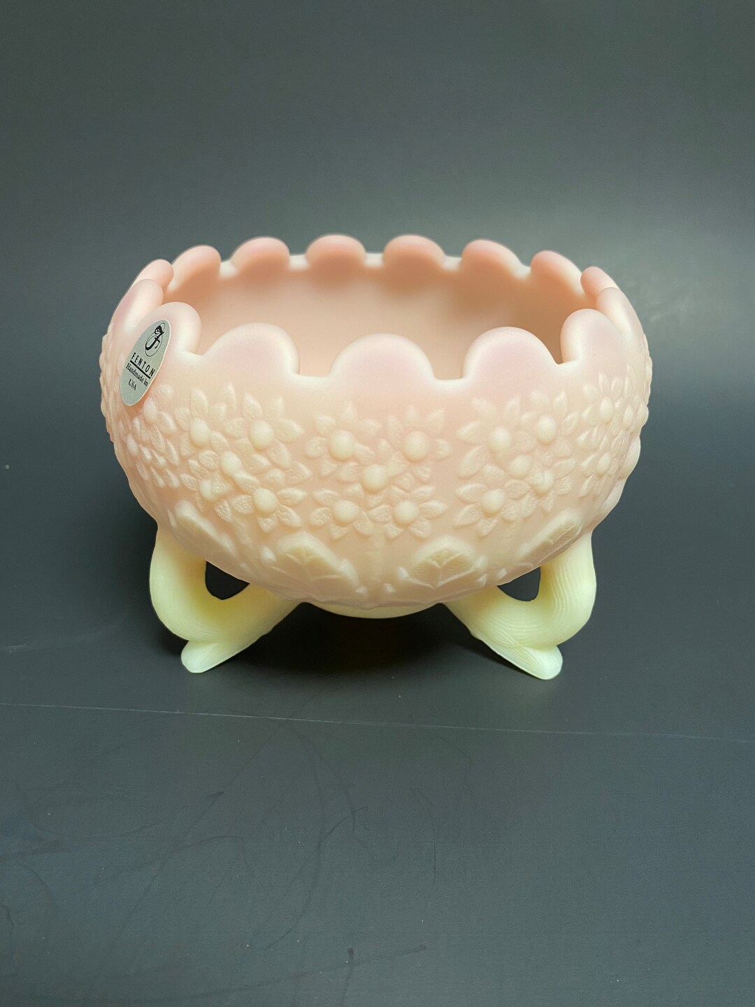 Fenton Flowers Burmese Rose Bowl - Etsy