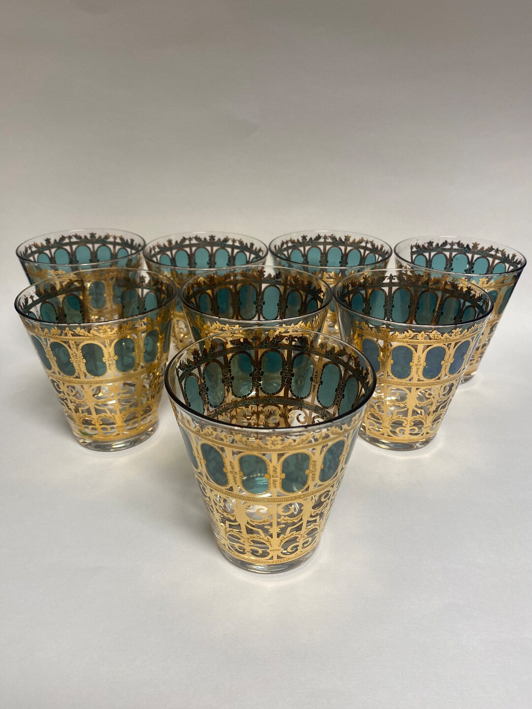 Culver Emerald Scroll Rocks Glasses - Etsy