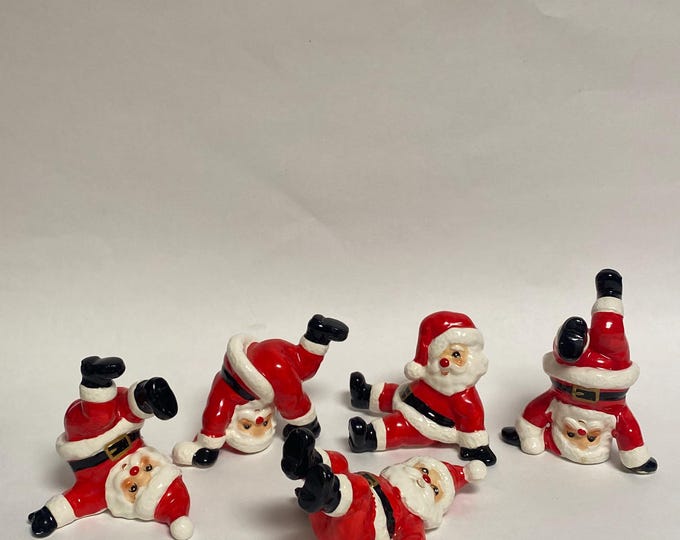 Fitz & Floyd Tumbling Santa Figurines - Etsy