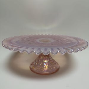 Fenton Pink Opalescent Cake Stand - Etsy