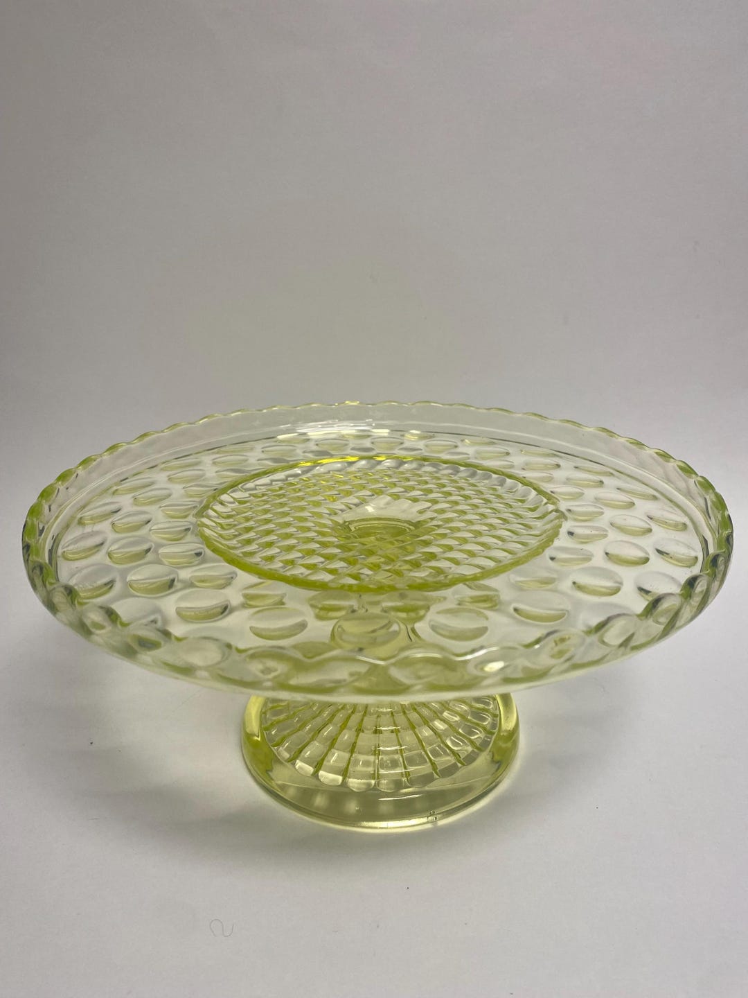 Vaseline Glass Cake Stand - Etsy