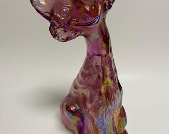 Vintage Fenton Purple Carnival Glass Alley Cat 11” Tall - Etsy