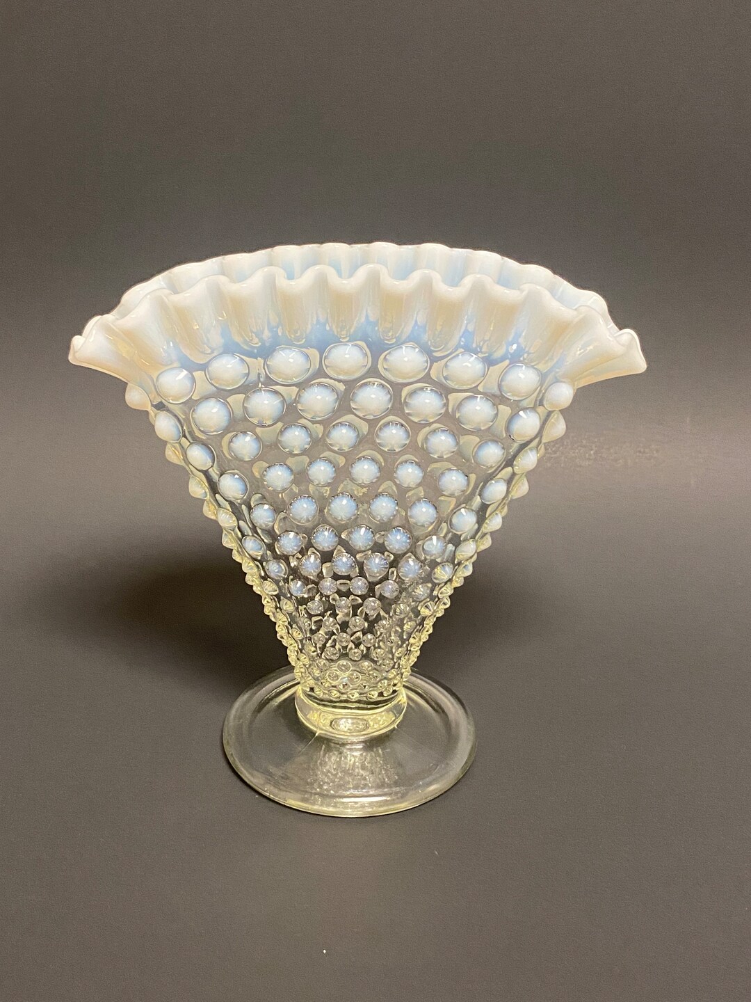 Fenton Moonstone Fan Vase - Etsy