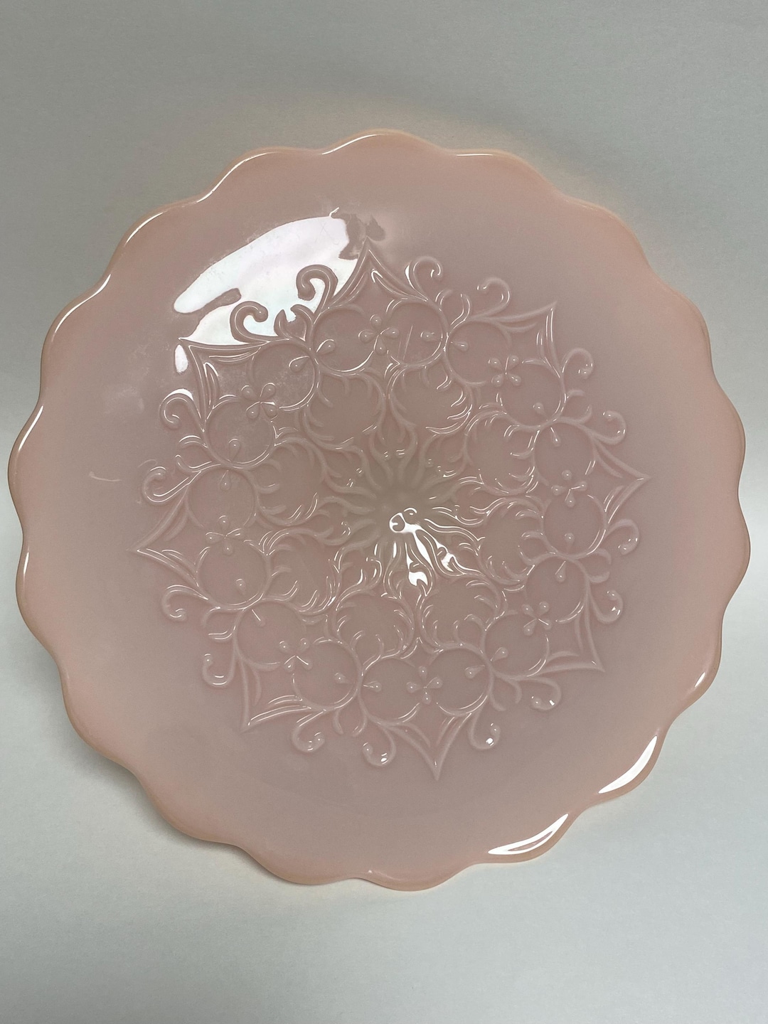 Fenton Pink Milk Glass Cake Stand - Etsy