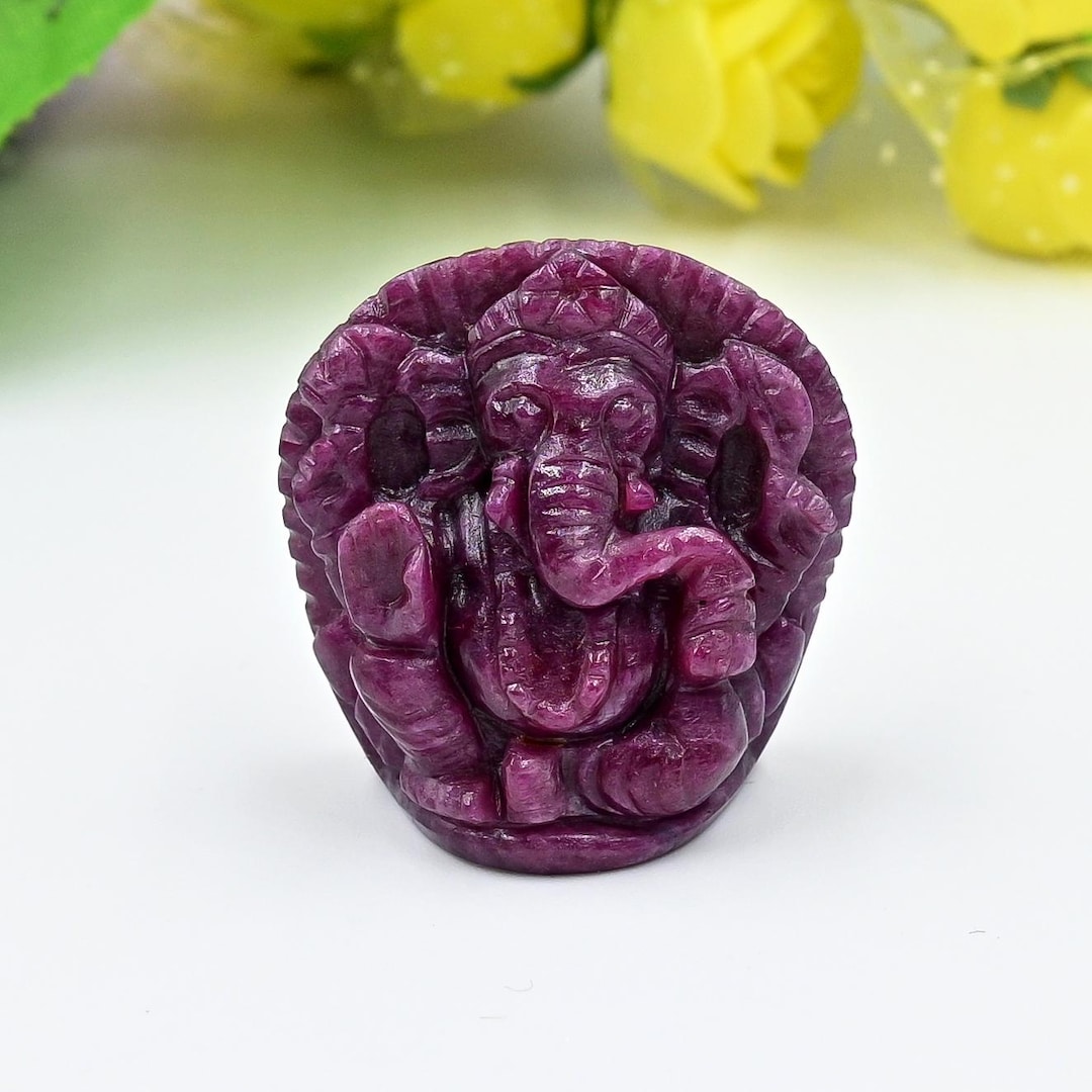 Natural Ruby Ganesha Idol, Lord Hindu God of Success, Pink Ganesh ...