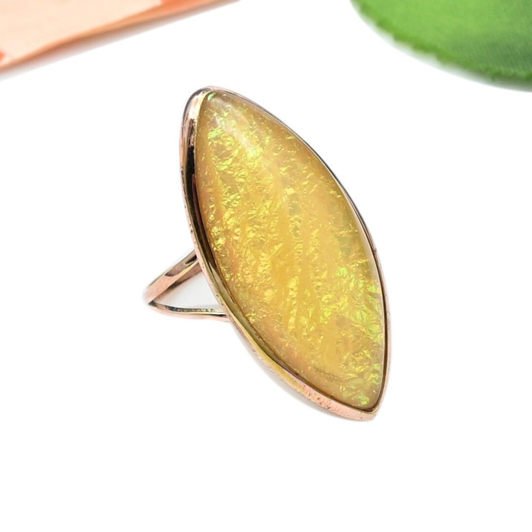 Natural Kyocera Opal Ring Marquise Shape Stone Ring for Women Handmade ...