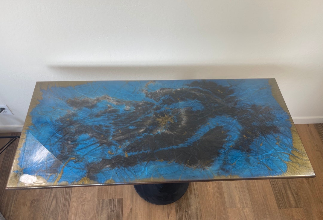 Blue & Gold Epoxy Table - Etsy